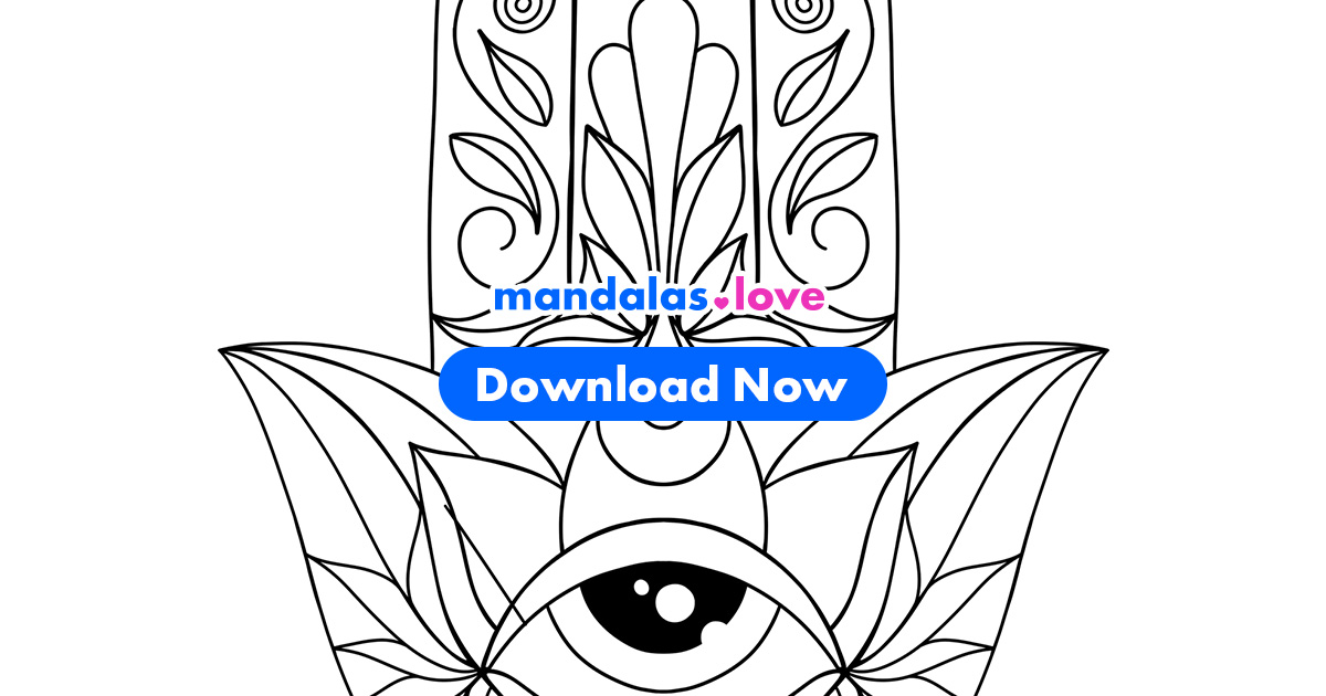 Zentangle Hand of Fatima Coloring Page - Intricate Protective Symbol