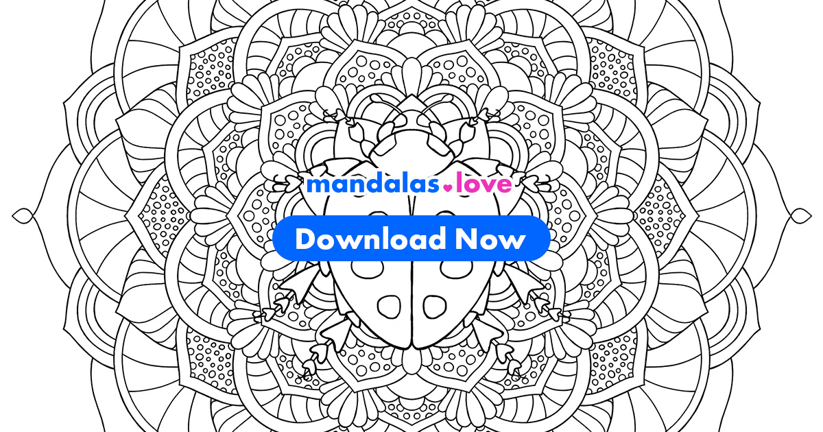 Free Ladybug Mandala Coloring Page - Whimsical Garden Design PDF